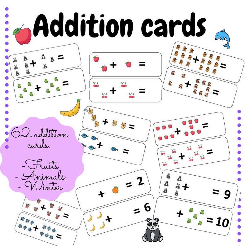 Addition Cards - Etsy