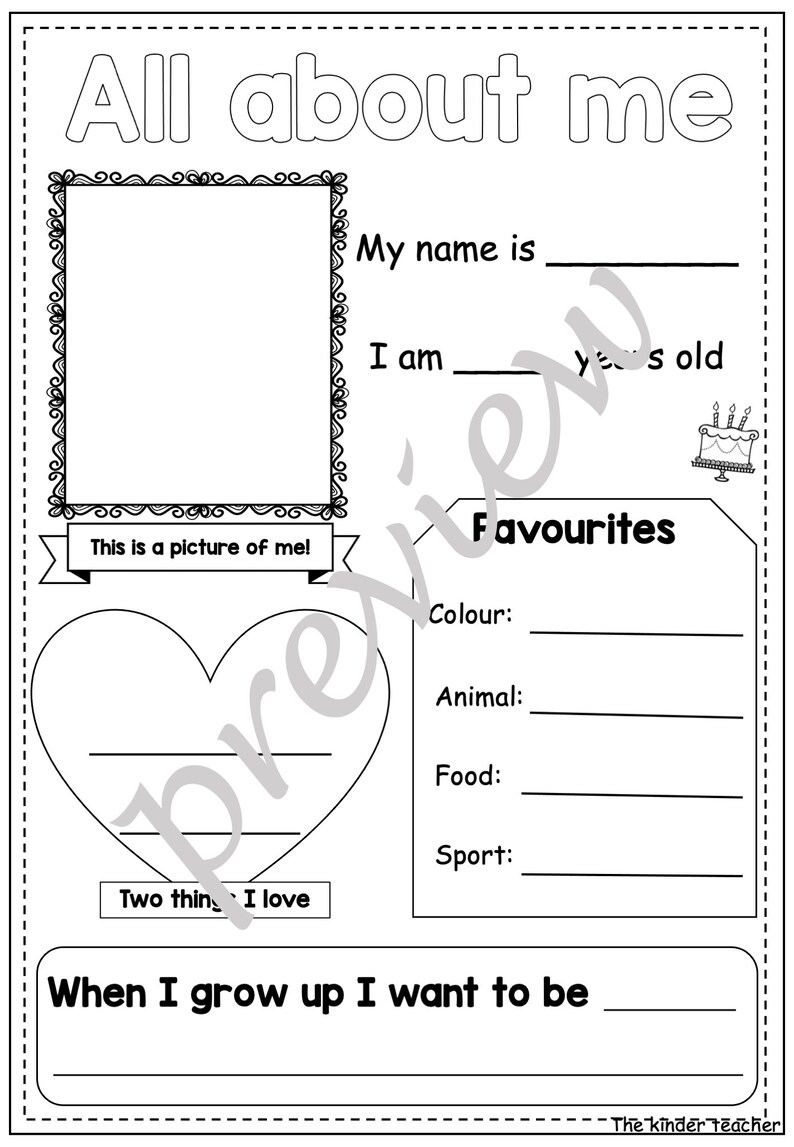 All About Me Booklet Kindergarten | Etsy