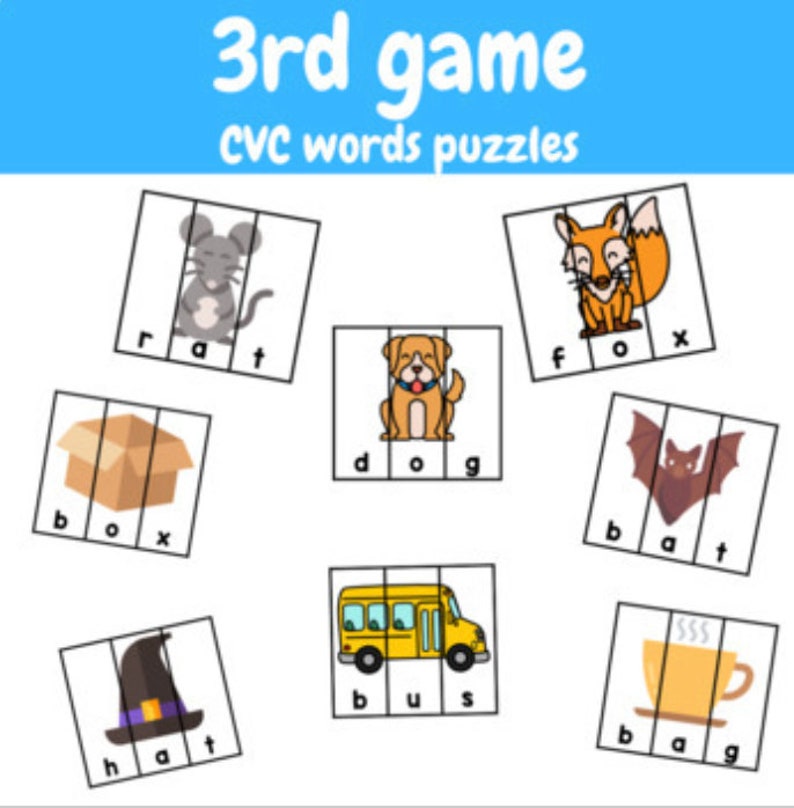 CVC Words Games for Preschool, Pre-k, and Kindergarten - Etsy