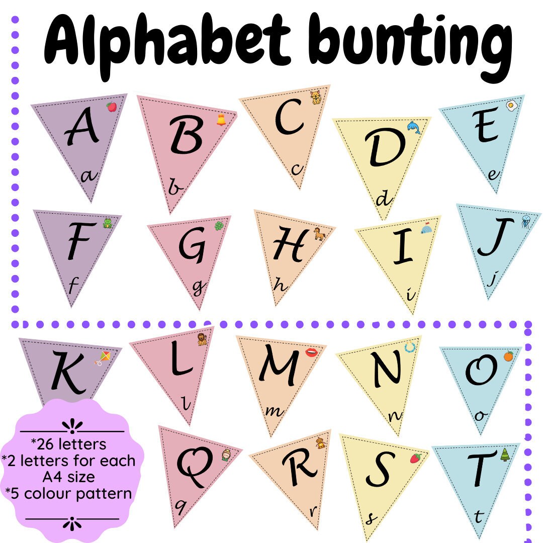 Classroom Alphabet Bunting, Letters & Clipart (digital Download) - Etsy