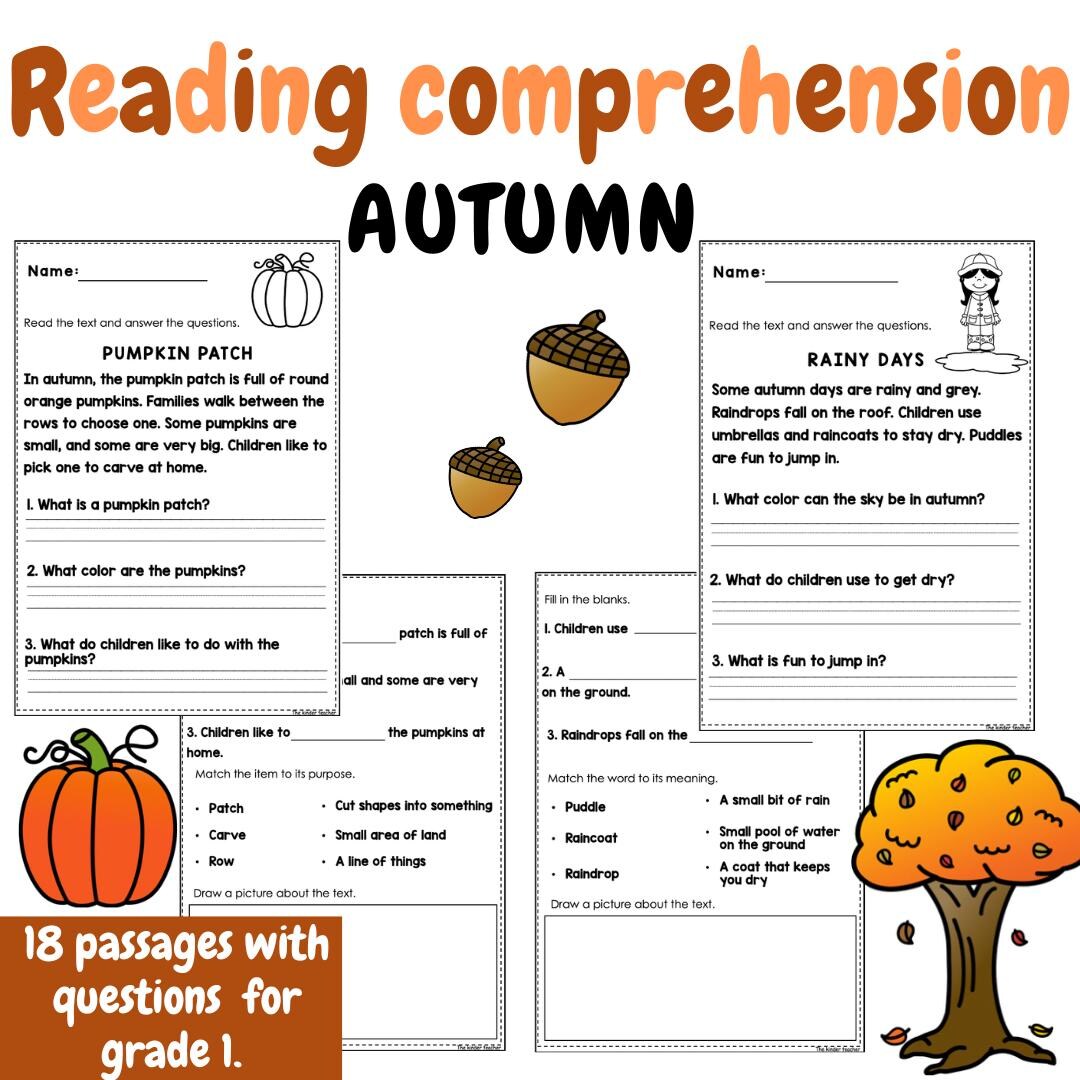 October Reading Comprehension Passages for Grade 1 and Kindergarten - Etsy
