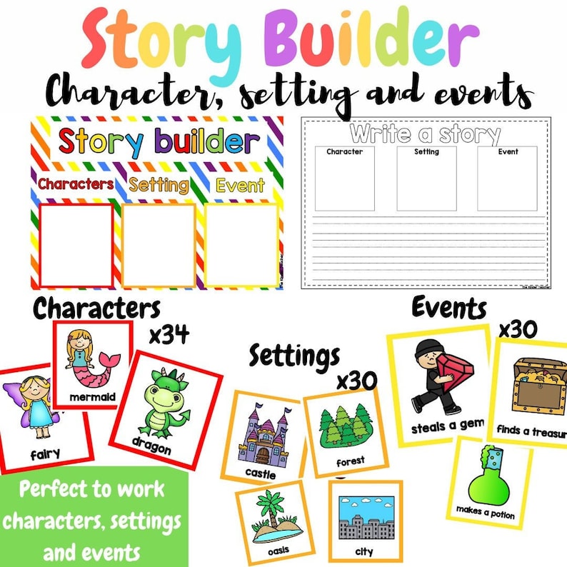 Story Builder - Characters, Settings and Events - Etsy