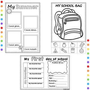 Back to School Activities - First Day at School - My Summer - All About ...