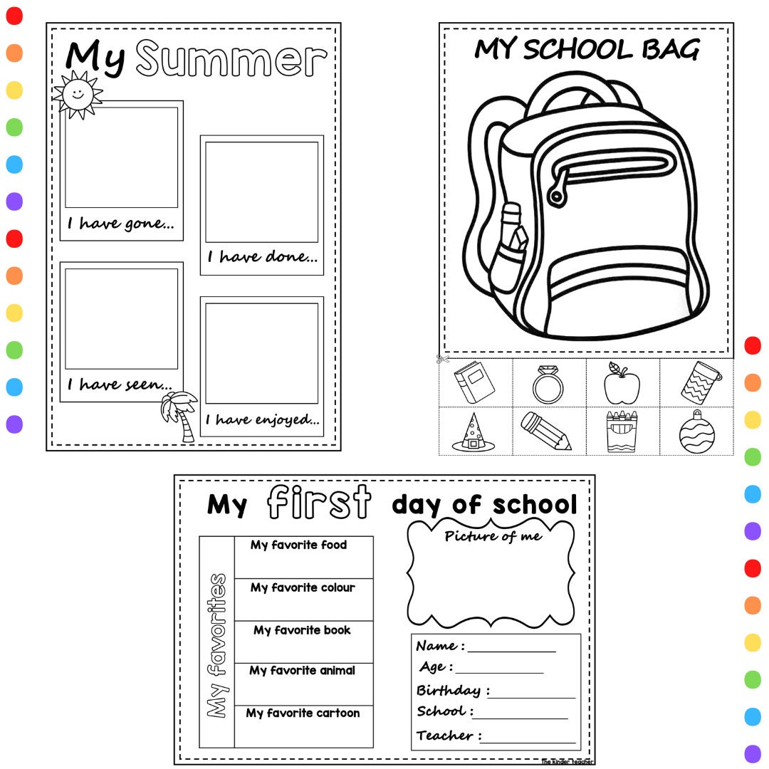 Back to School Activities First Day at School My Summer All About Me - Etsy