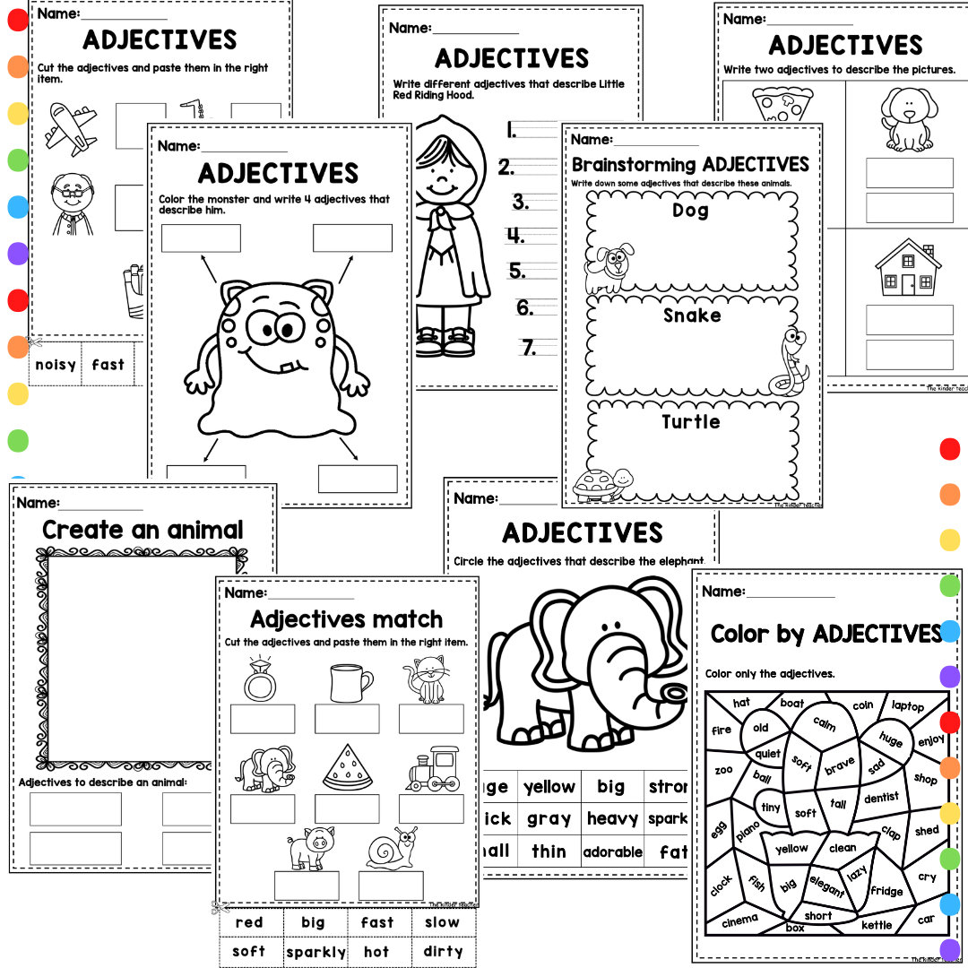 Parts of the Speech - ADJECTIVES - Posters and Worksheets - Etsy