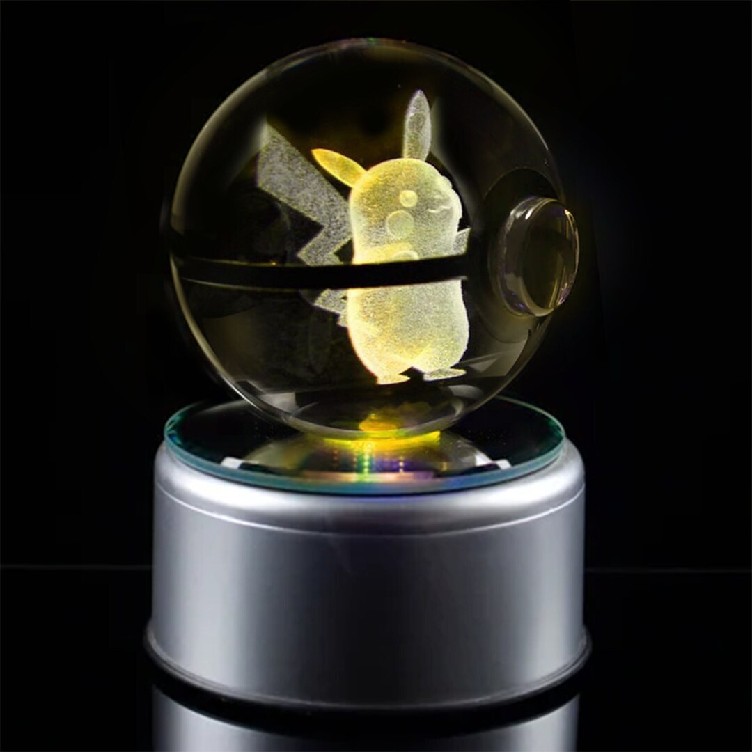 Pikachu Crystal Pokeball Laser Engraving - Etsy