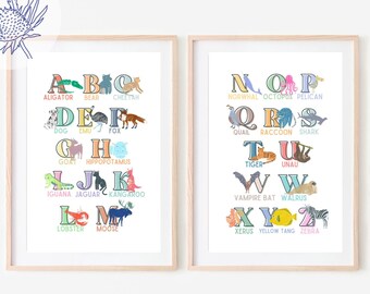 Safari Animal Alphabet Print - Etsy