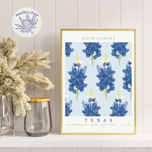 Bluebonnet Texas Print, Flower Market, Botanical Wall Art, Floral ...