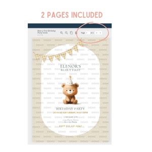 Beary First Birthday Party Invitation, Baby Bear, Neutral Bear ...