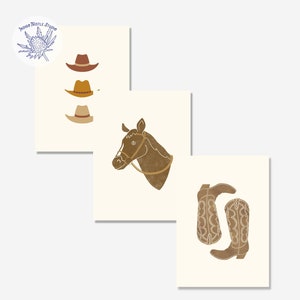 Cowboy Rodeo Kids Prints Set of 3, Western Prints, Southwestern Art ...
