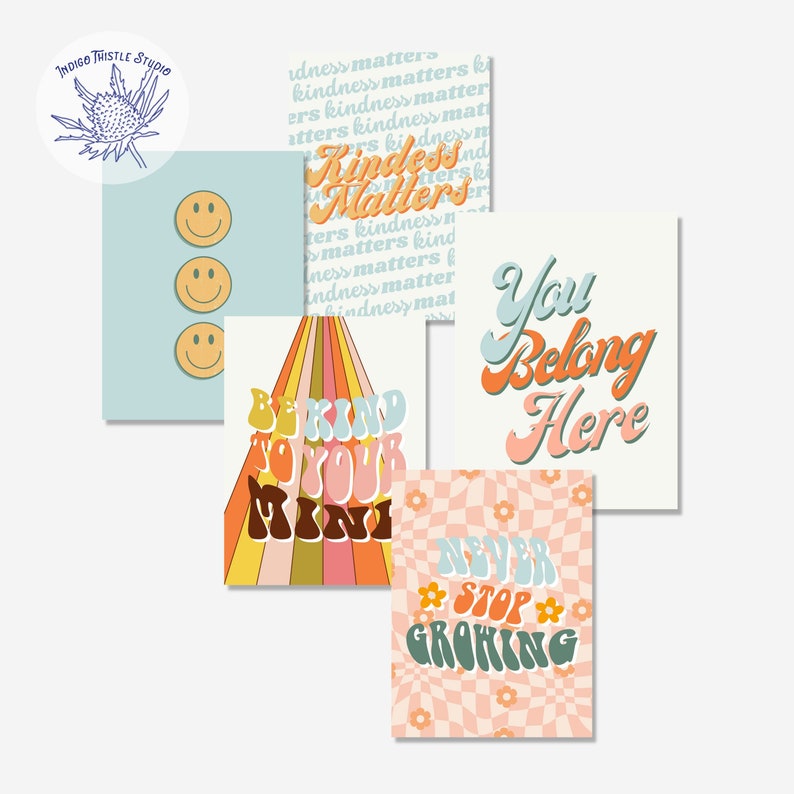 Groovy Theme Kindness Classroom Posters Smiley Inspirational - Etsy