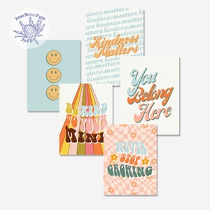 Groovy Theme Kindness Classroom Posters, Smiley Inspirational ...