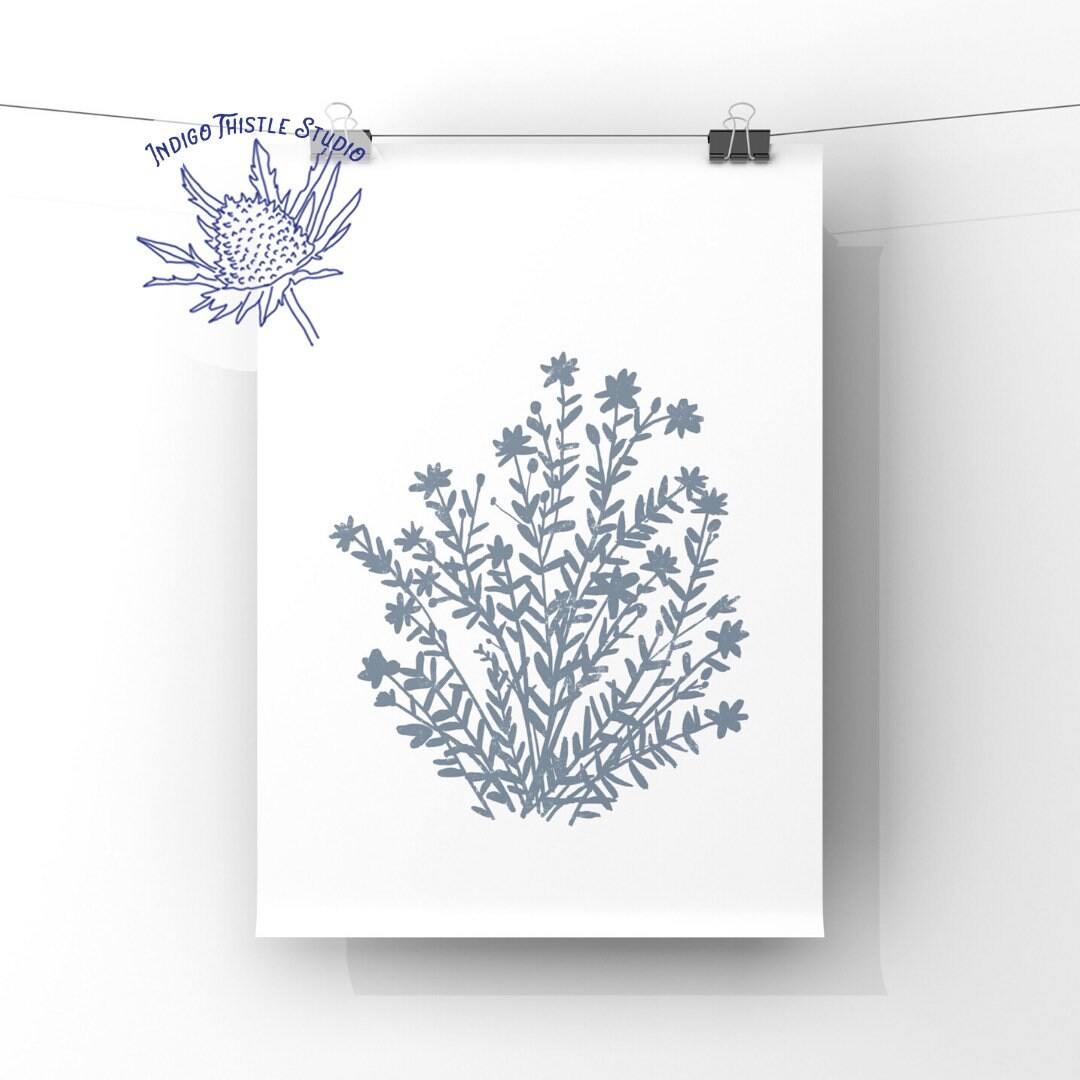 Navy Botanical Print Set, Rustic Floral Prints, Minimalist Prints ...