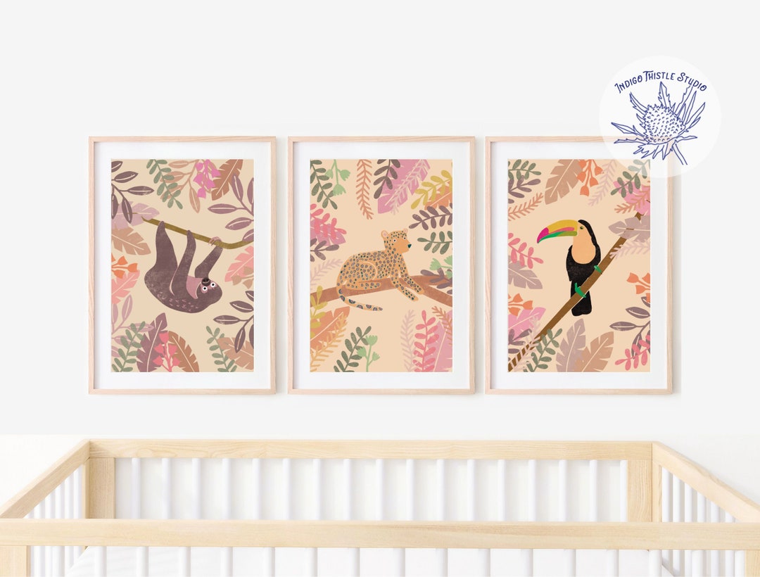 Boho Nursery Wall Art Prints, Safari Nursery Prints, Pink Nursery ...