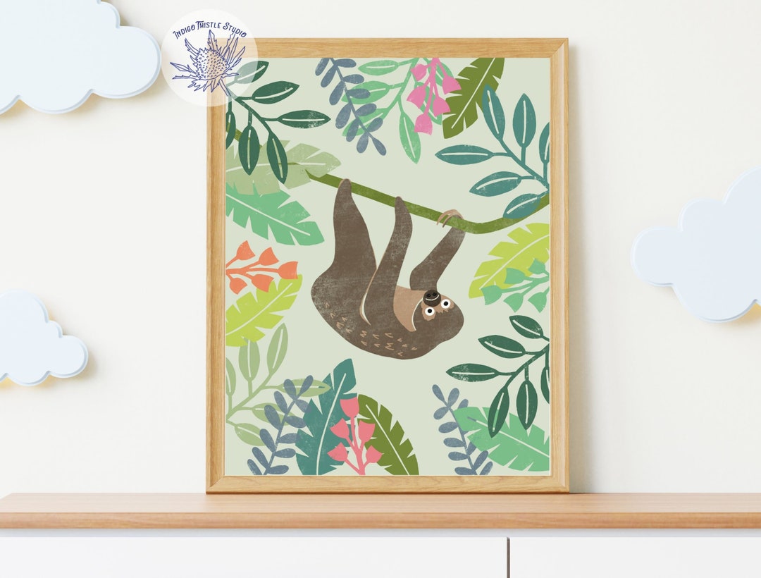 Sloth Nursery Decor, Boho Nursery Prints, Baby Girl, Safari Nursery ...