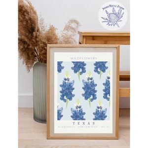 Bluebonnet Texas Print, Flower Market, Botanical Wall Art, Floral ...