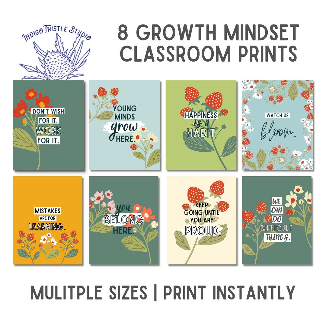 Growth Mindset Classroom Posters, Strawberry Field Prints ...