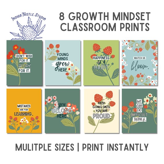Growth Mindset Classroom Posters Strawberry Field Prints - Etsy