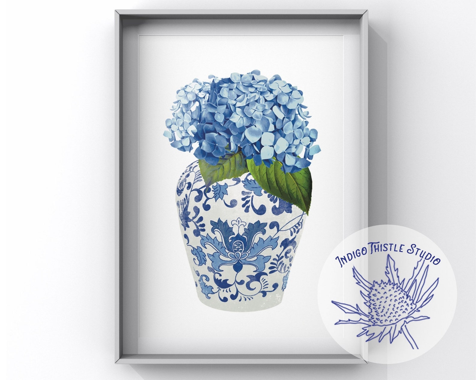 Set of 4 Hydrangea Prints Blue Flowers Coastal Decor Preppy - Etsy
