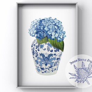 Blue Hydrangea Botanical Prints, Set of 4, Vintage Floral, Coastal ...