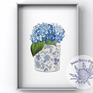 Blue Hydrangea Botanical Prints, Set of 4, Vintage Floral, Coastal ...
