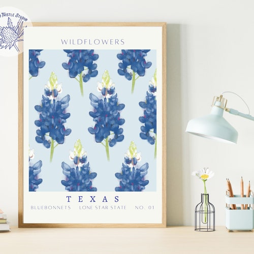 Bluebonnet Botanical Print Flower Wall Art Botanical Art - Etsy