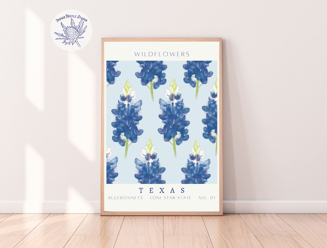 Texas State Flower, Flower Market Art Print, Bluebonnet Texas Poster ...