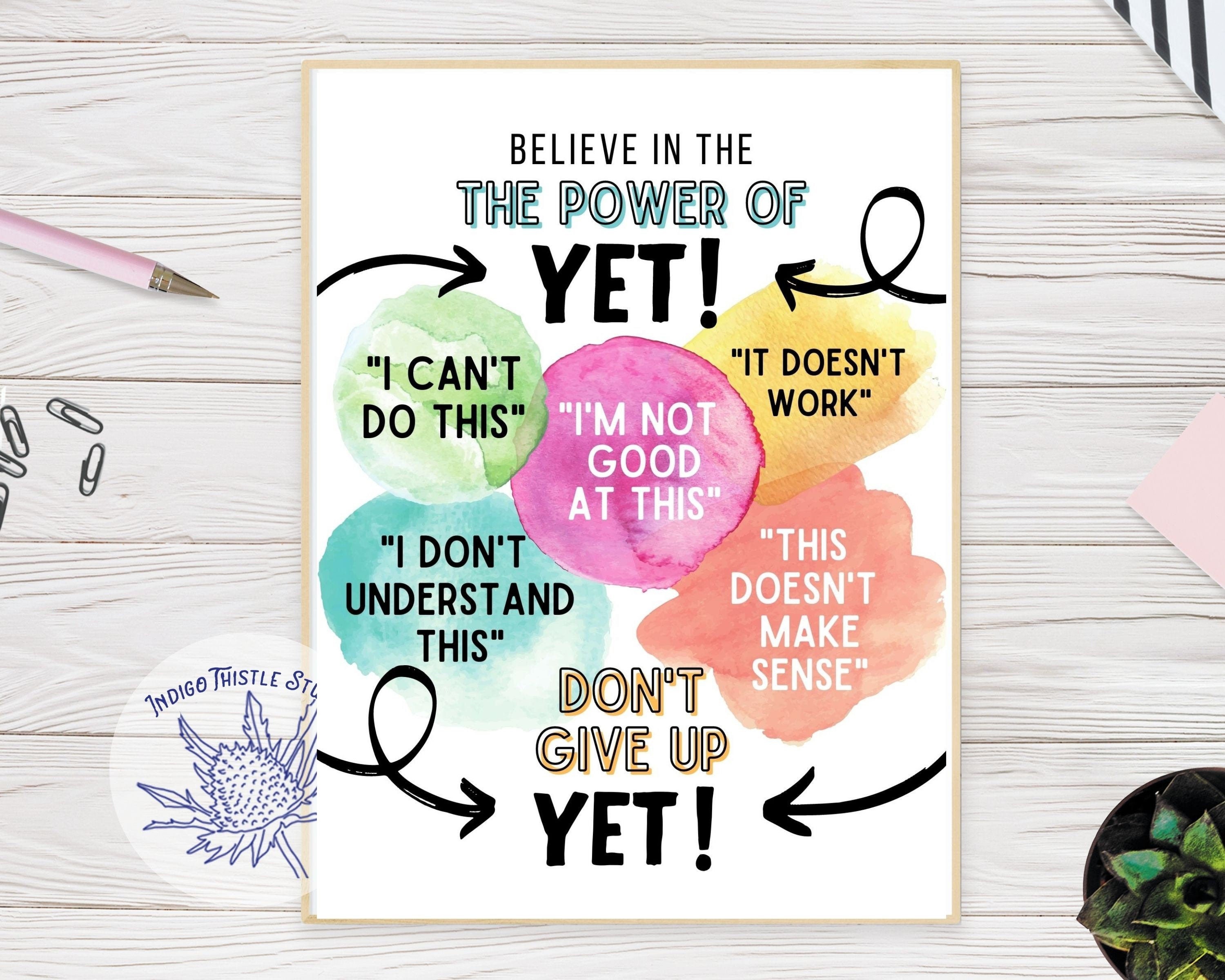 Power of Yet Growth Mindset Classroom Poster Inspirational - Etsy Canada