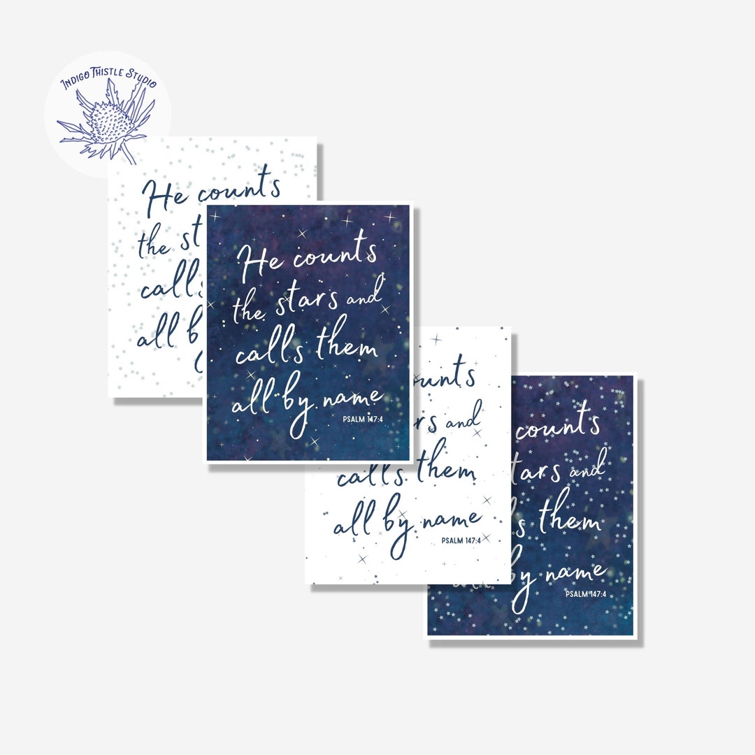 Counts the Stars Verse, Boys Space Prints, Stars Nursery Printable Set ...