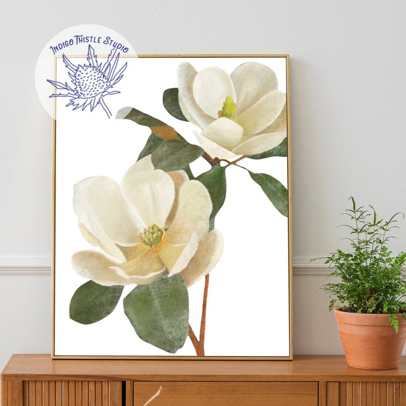 Magnolia Floral Prints Botanical Print Set Floral Prints - Etsy