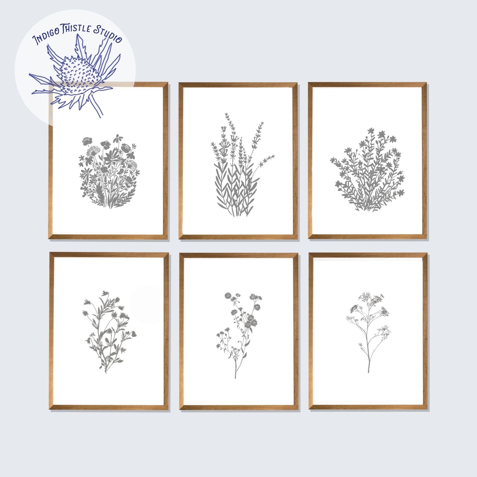 Neutral Botanical Print Set Rustic Farmhouse Grey Botanical - Etsy