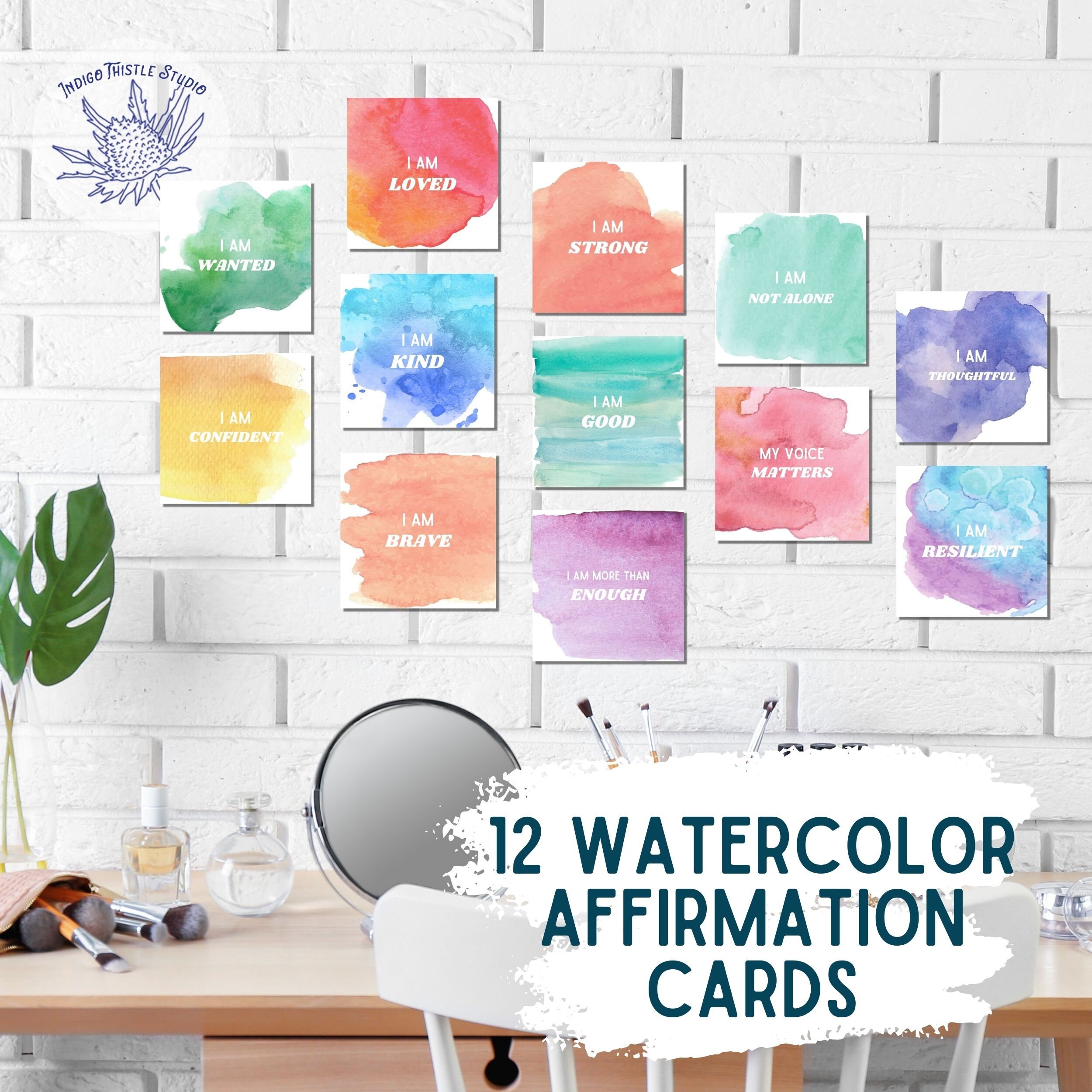 Watercolor Affirmation Mirror Labels Boho Affirmation - Etsy