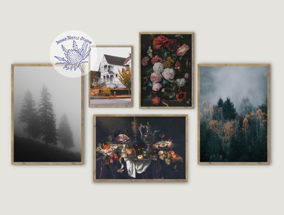 Dark Academia Decor Set of 5 Halloween Printables Vintage - Etsy