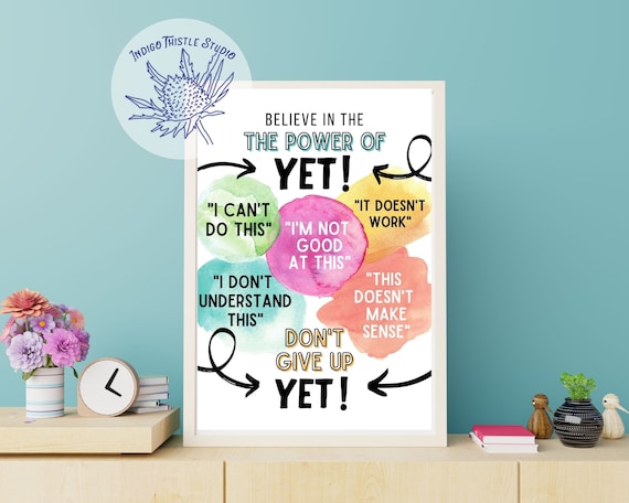 The Power of yet Positive Classroom Poster Inspirational | Etsy