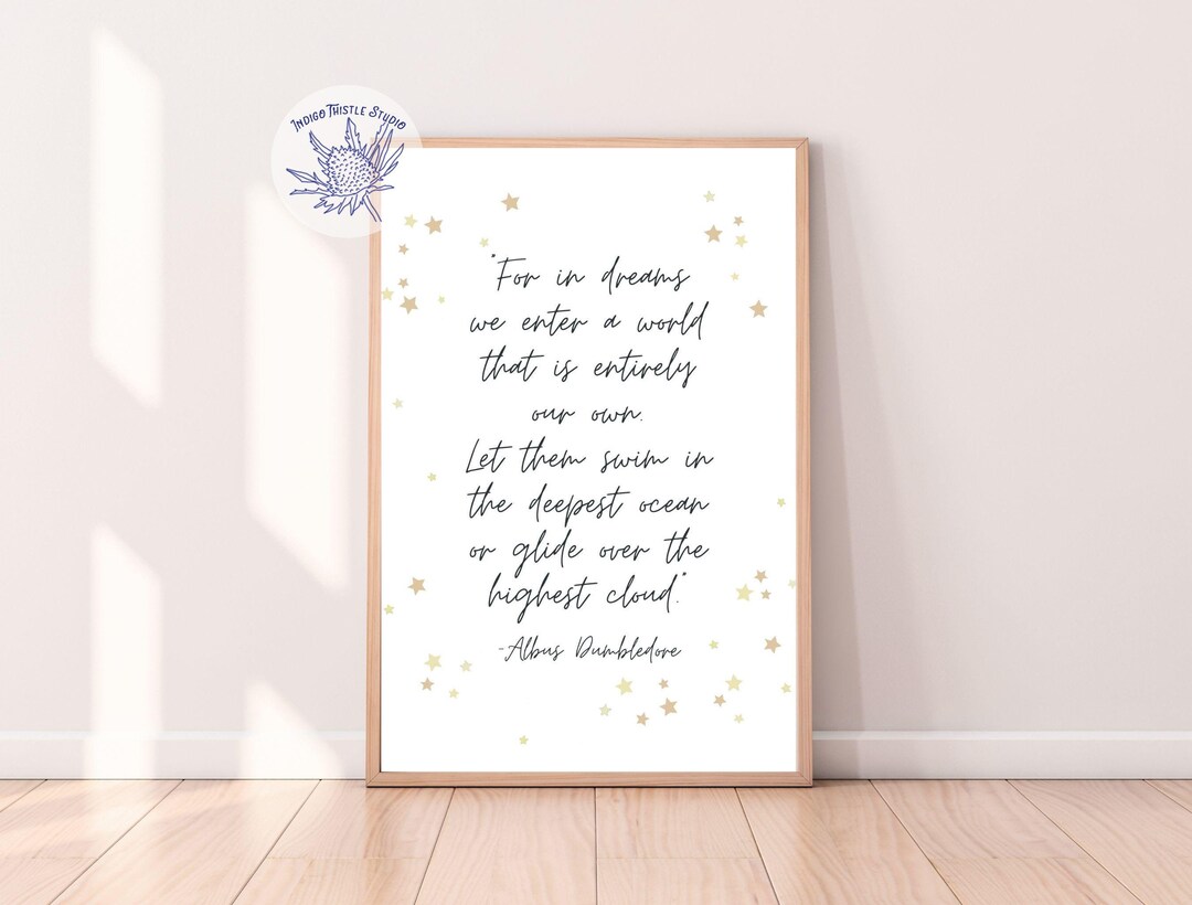 In Dreams We Enter a World, White Wall Art, Wizard Quote Wall Art ...