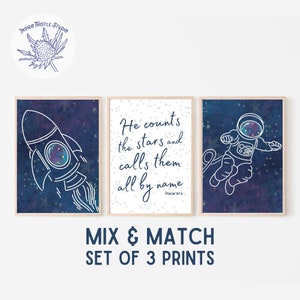 Astronaut Nursery Printable Set, Counts the Stars Verse, Space Prints ...