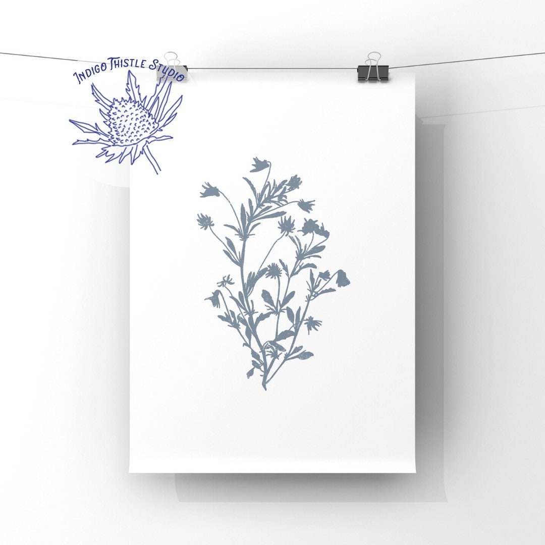 Navy Botanical Print Set, Rustic Floral Prints, Minimalist Prints ...