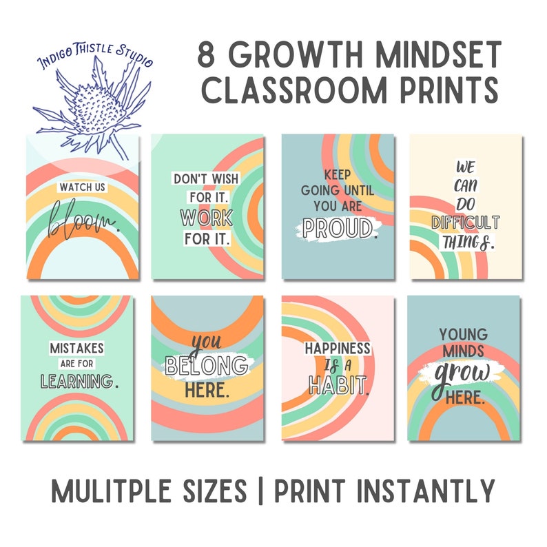 Groovy Classroom Decor Growth Mindset Classroom Posters - Etsy