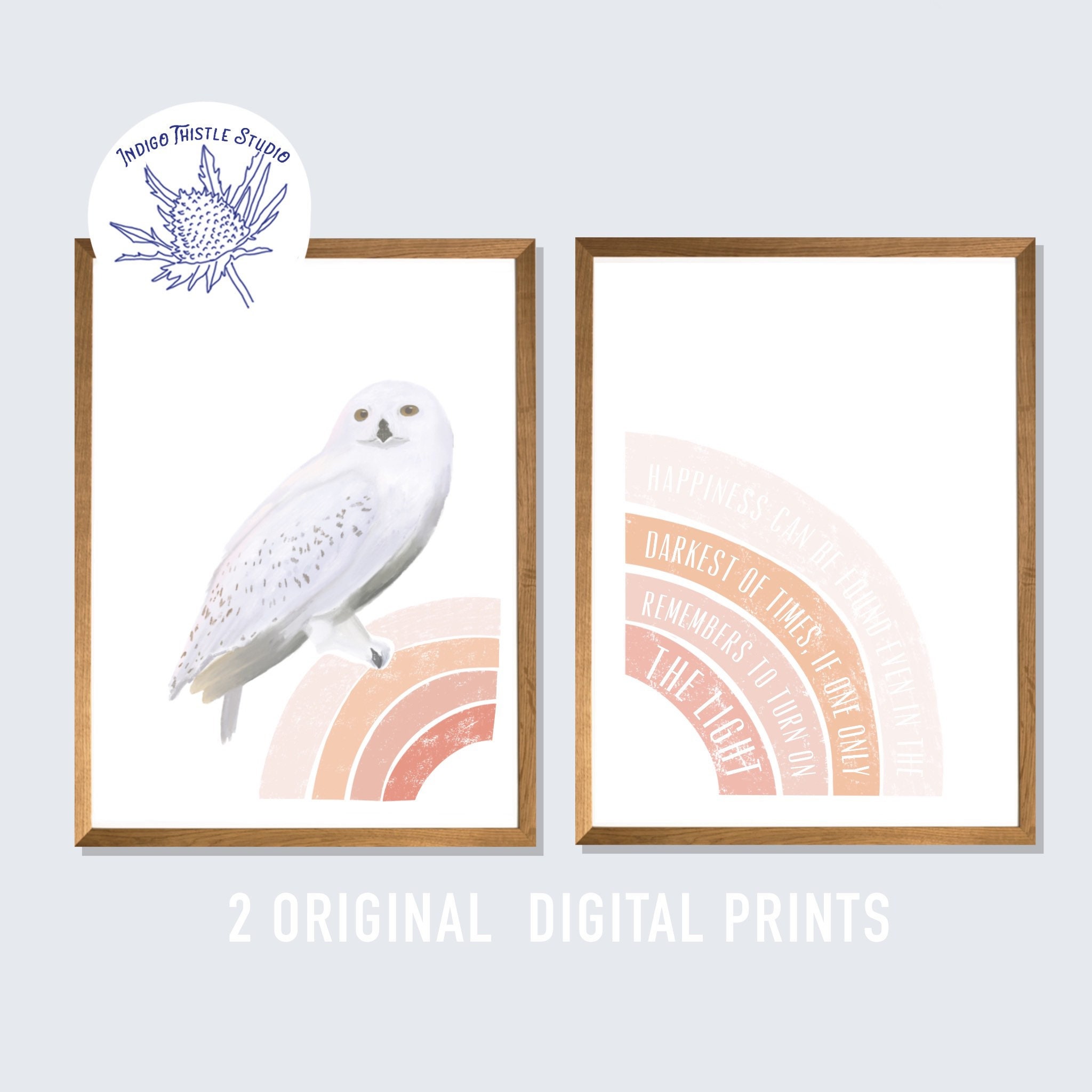 Snowy Owl Pink Wall Art Happiness Can Be Found in the - Etsy