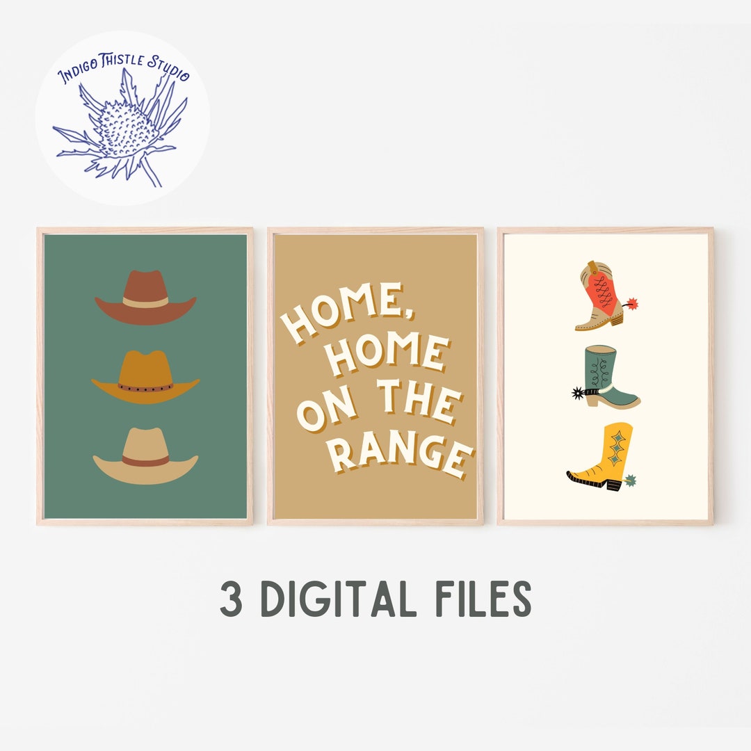 Printable Cowboy Kids Rodeo, Set of 3, Western Prints, Southwestern Art ...