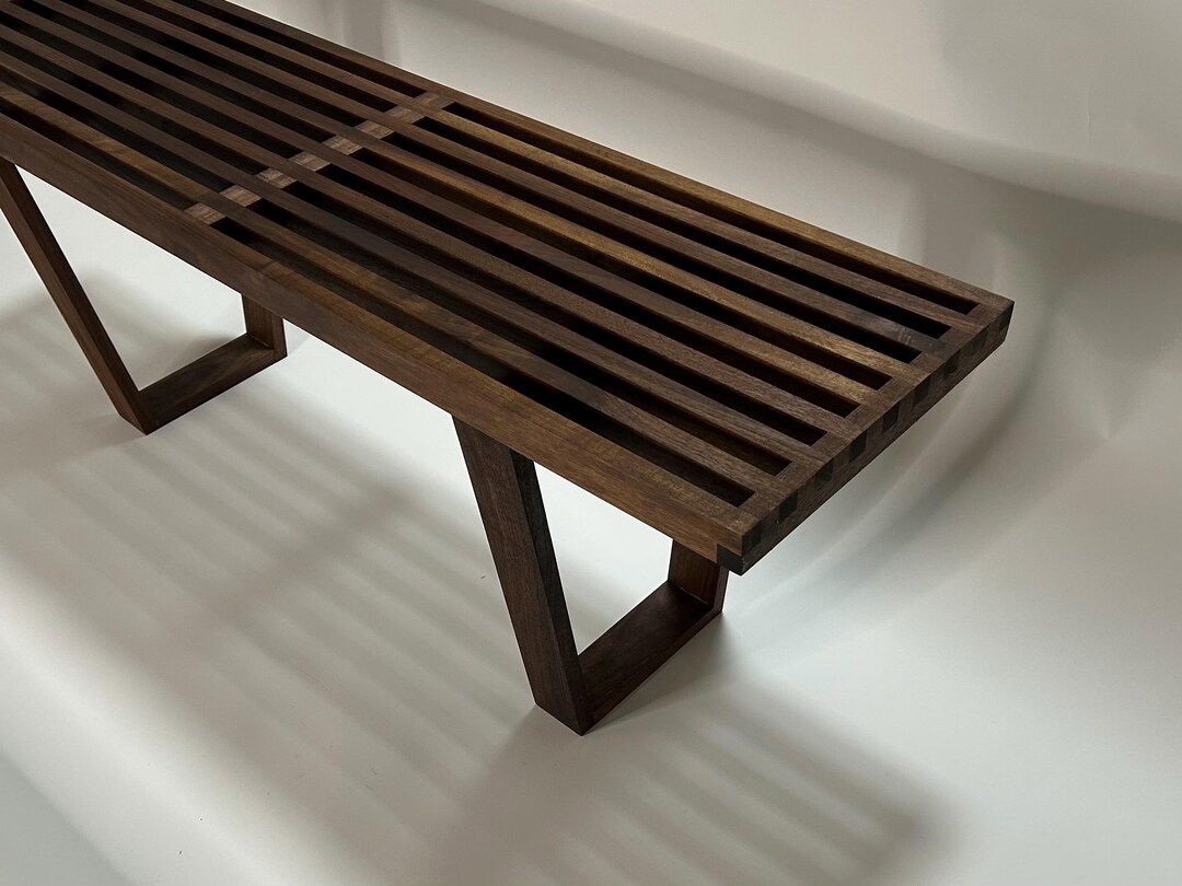 48 Slatted Wooden Bench Black Walnut Narrow - Etsy