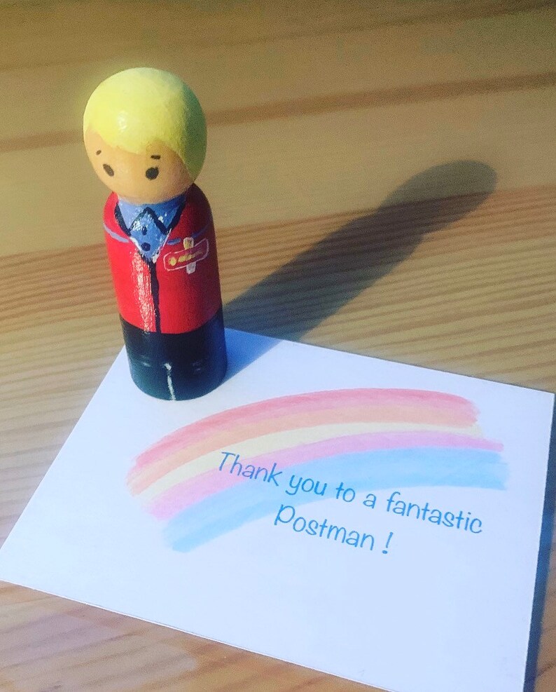 Postman Thank You Peg Doll. Wooden Doll Gift & Card - Etsy