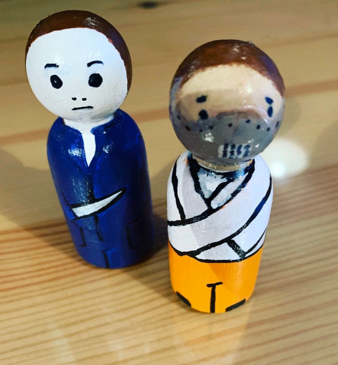 Halloween Gift Michael Myers, Hannibal Lecter Wooden Peg Doll Gift ...