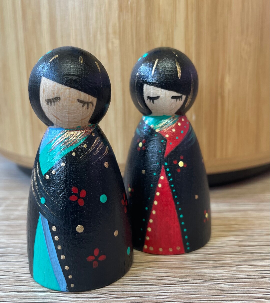 Kokeshi Dolls /japanese Good Luck Charm/peg Dolls - Etsy