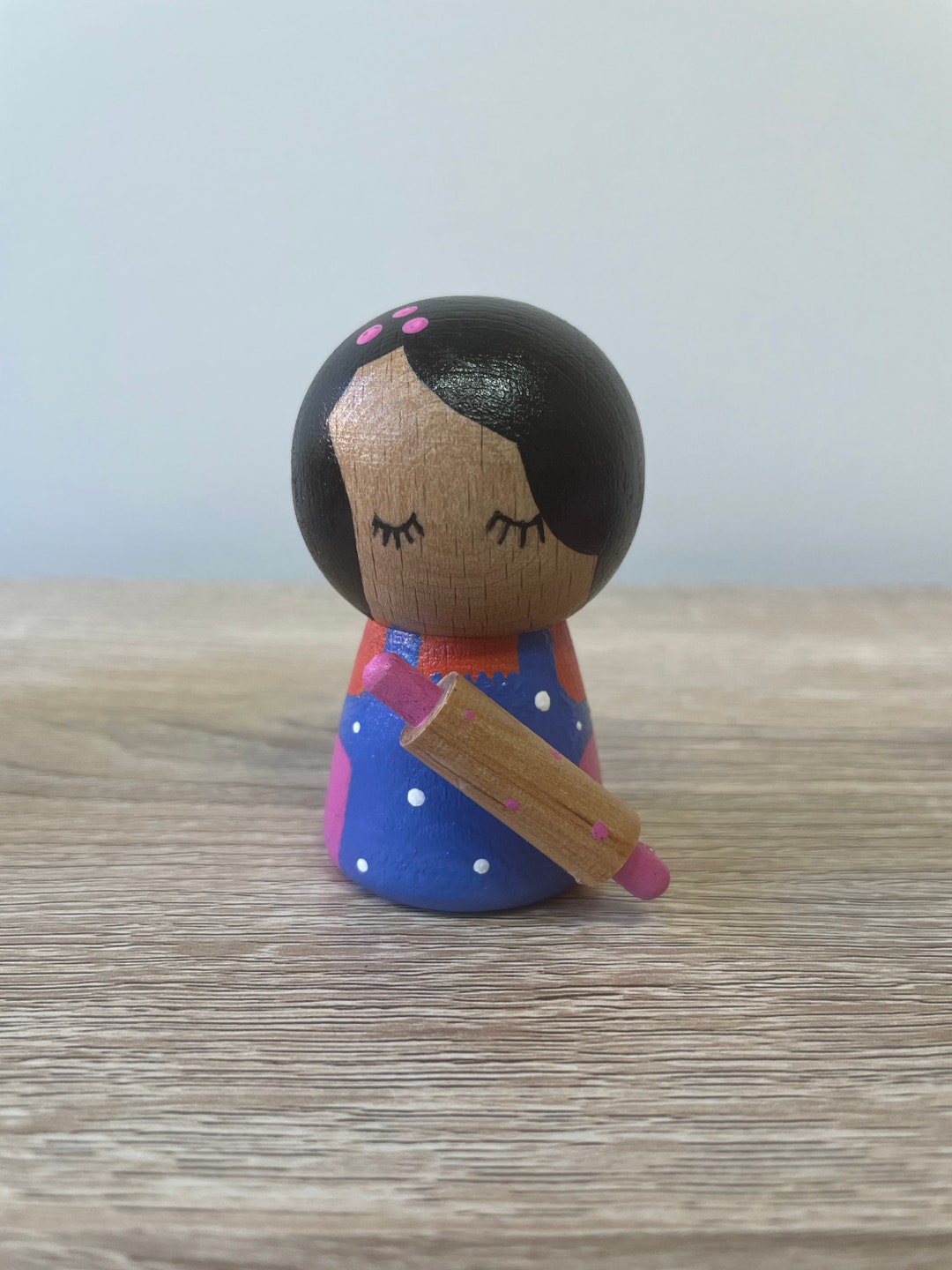 baker-kokeshi-peg-doll-with-rolling-pin-etsy