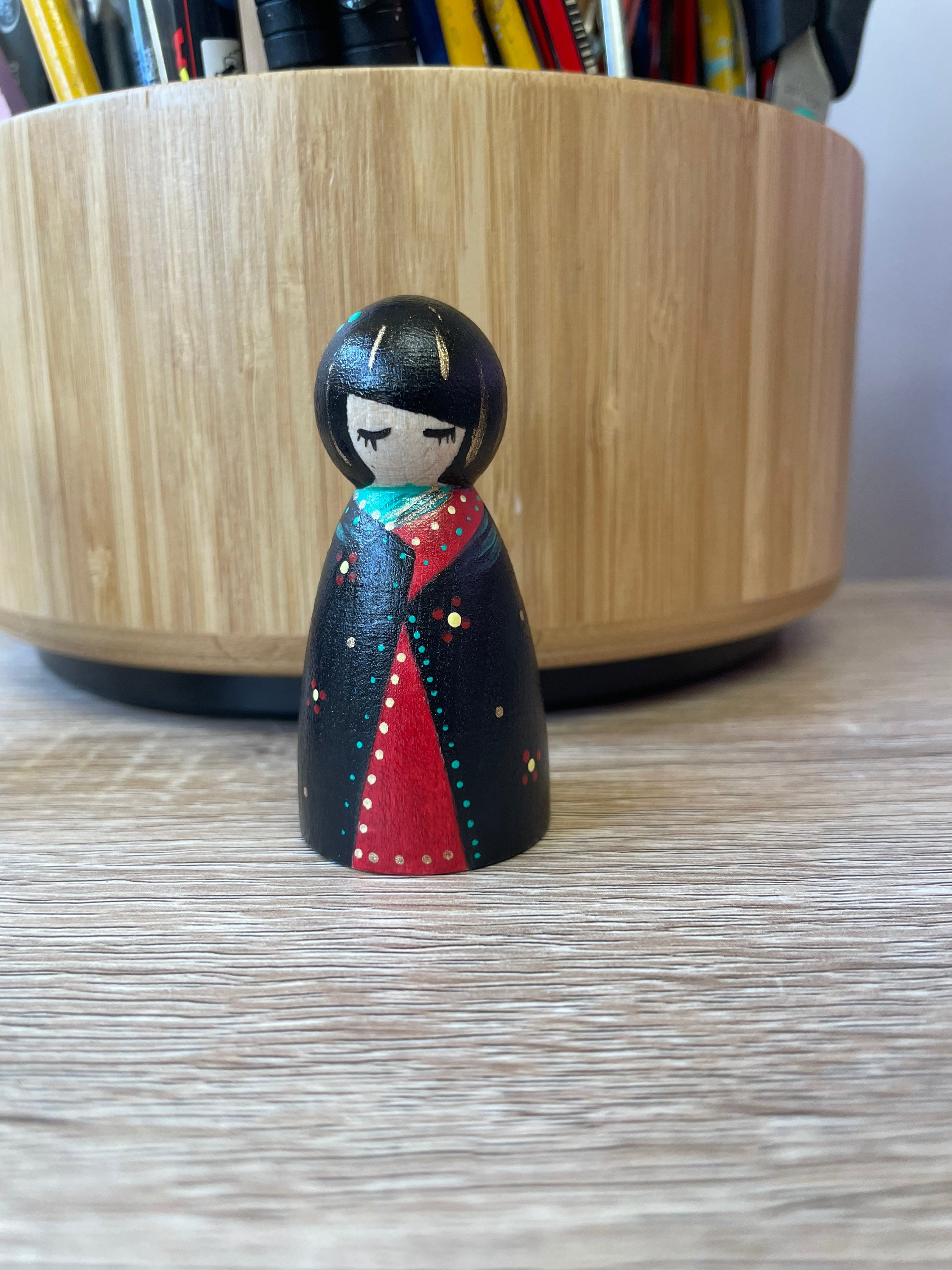 Kokeshi Dolls /japanese Good Luck Charm/peg Dolls - Etsy