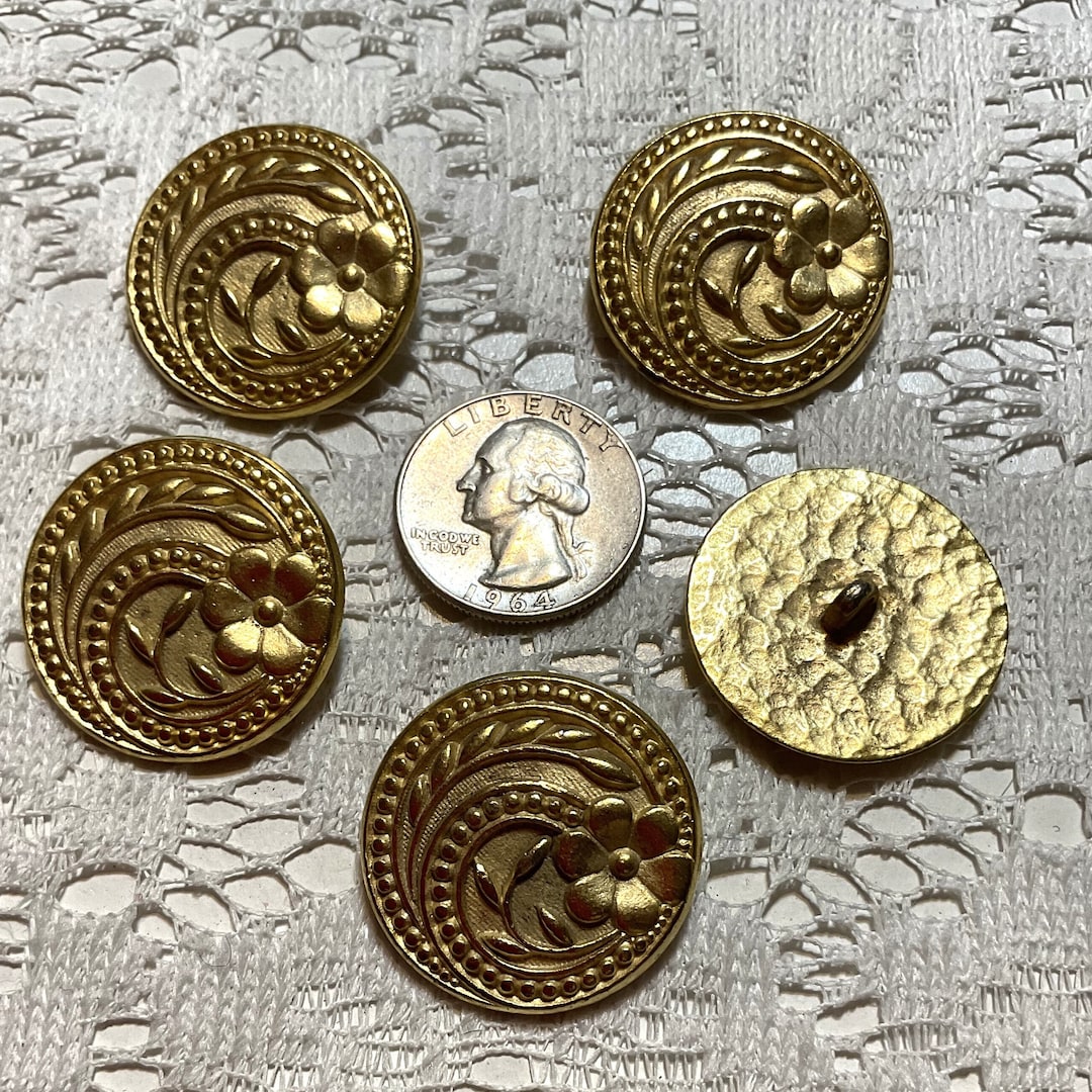 4 Vintage Metal Gold Flower Buttons 46 Ligne, 29mm, 1 3/16" - Etsy