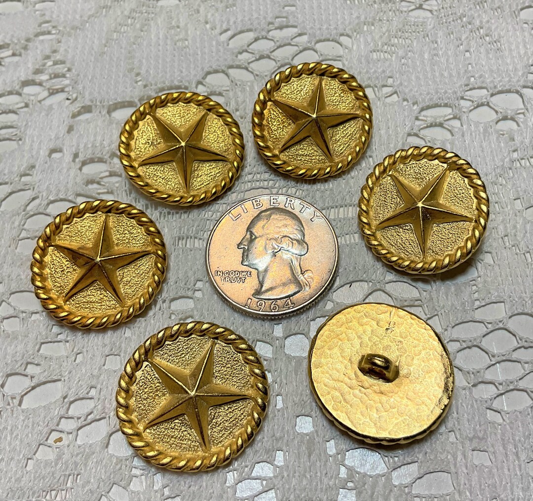 6 Vintage Metal Star Buttons 36 Ligne - Etsy