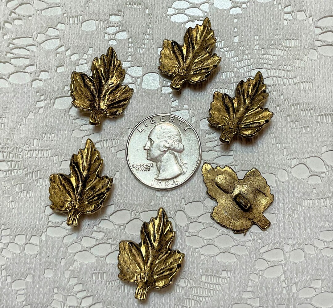 6 Vintage Cast Metal Leaf Buttons 28mm X 21mm - Etsy