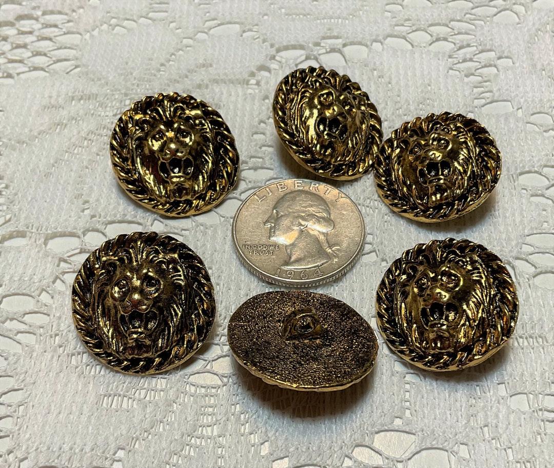 6 Vintage Metal Lion Buttons 36 Ligne - Etsy